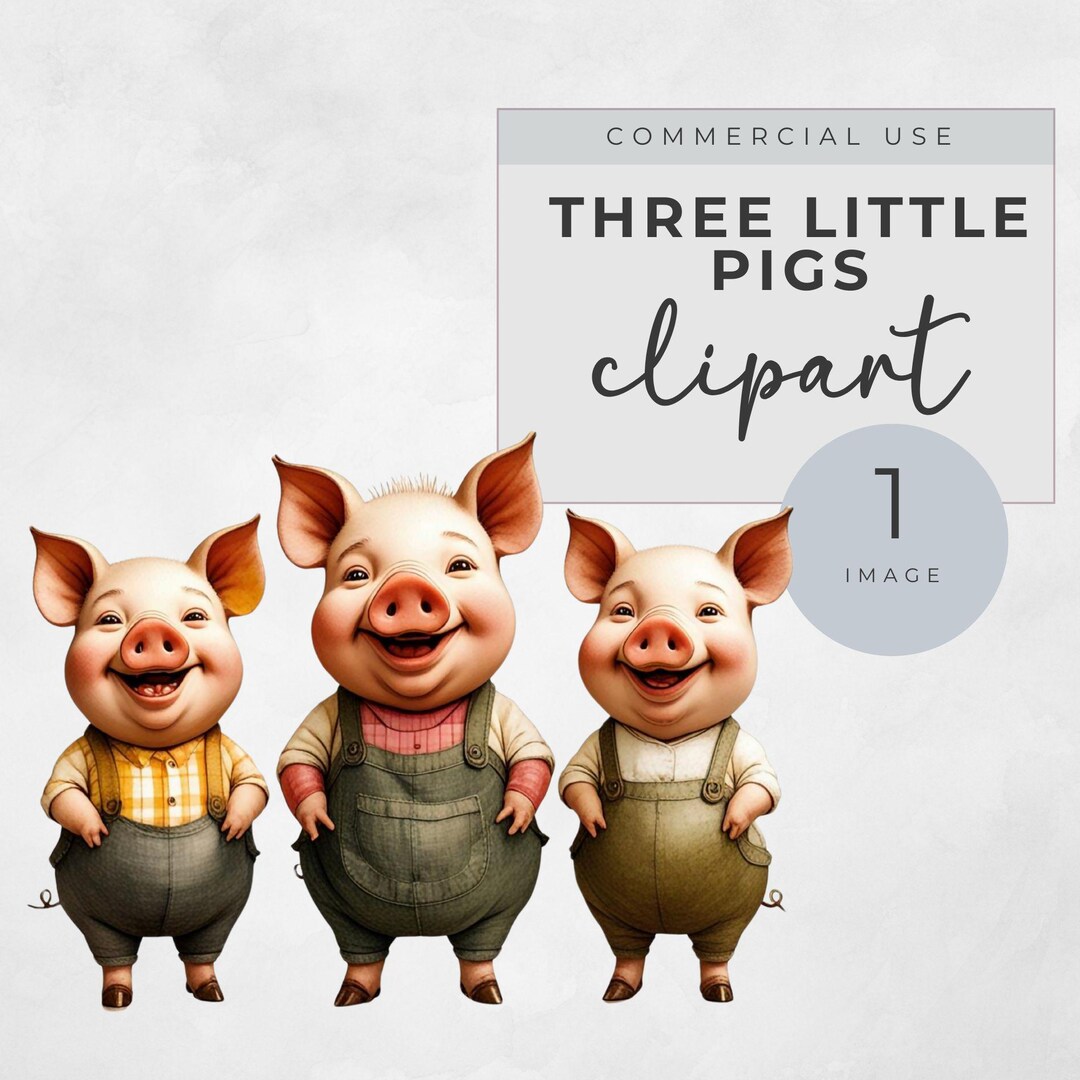 Three Little Pigs Clipart, Fairy Tale Pngs, Cute Pig Clipart, Single ...