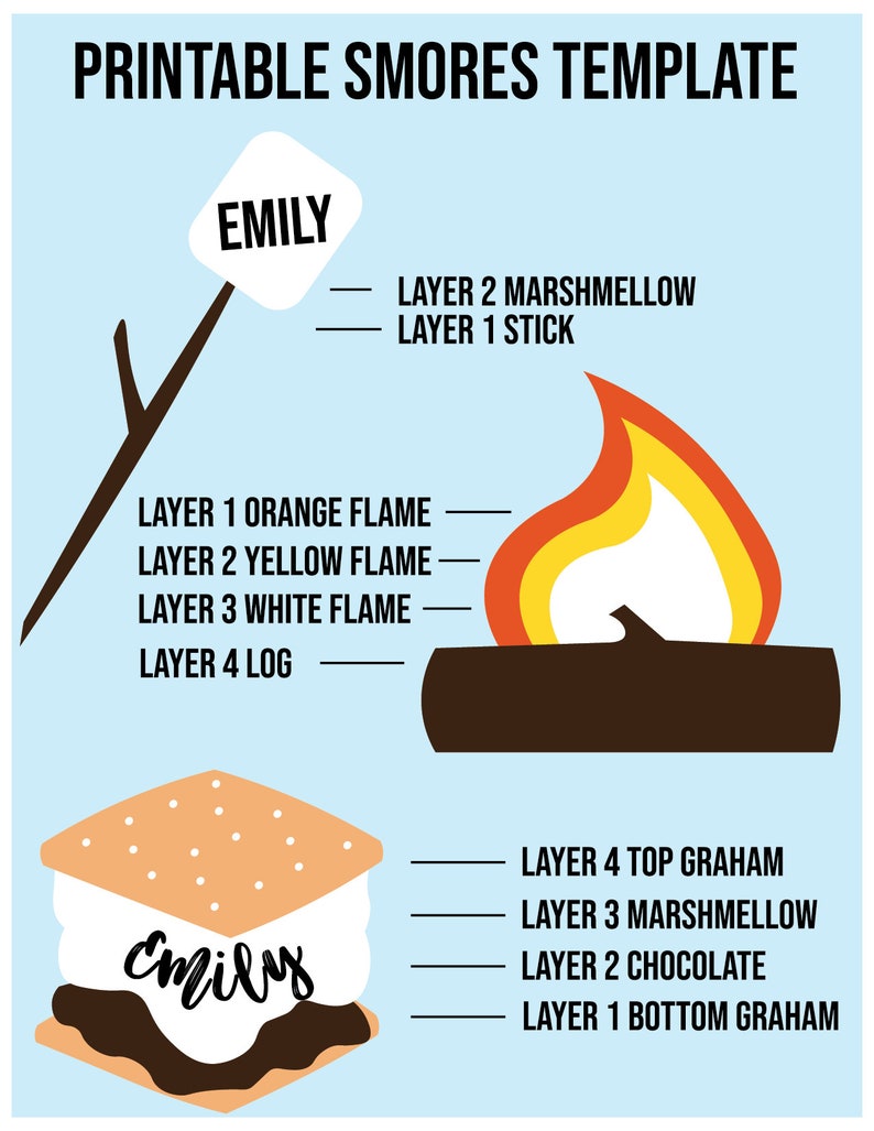 Smores Template Door Dec Cricut - Etsy