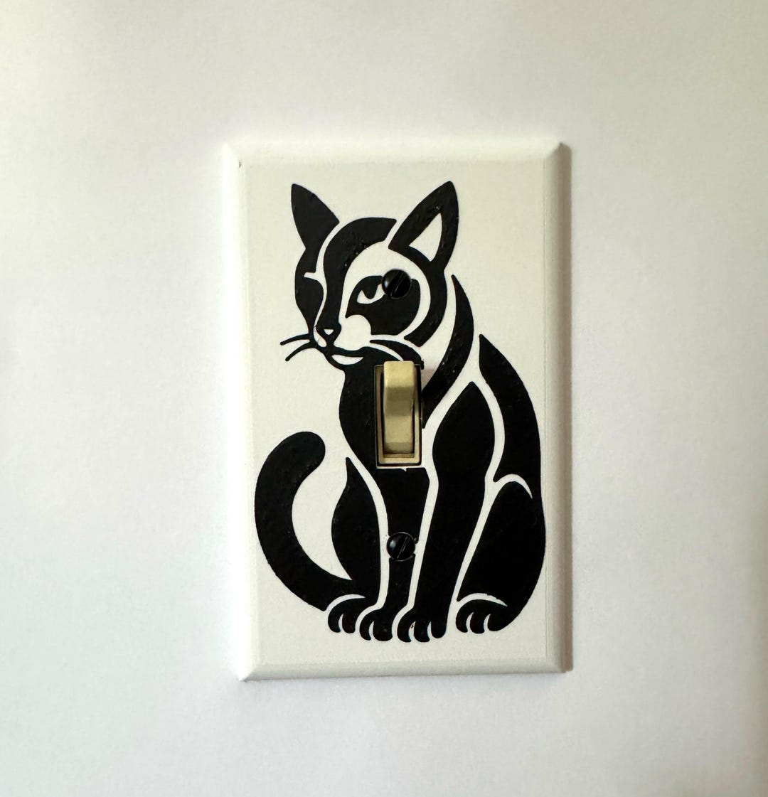 Black Cat Light Switch Cover – Cute Cat Wall Plate for Bedroom or ...