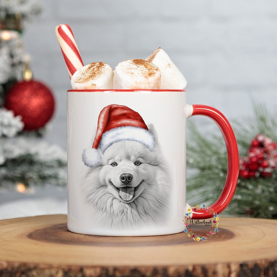 Personalised Sketchy Samoyed Christmas 11oz Mug L Dog Lover L Santa ...