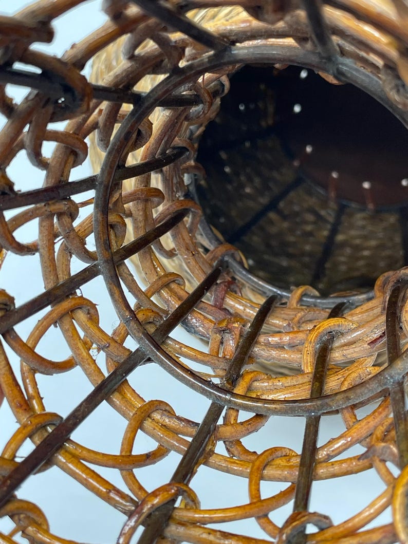 Vintage MCM Woven Wicker Vase: 12" Tall Handwoven Rope and Reed - Etsy