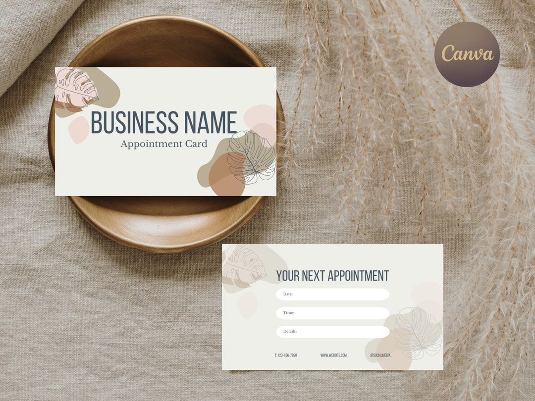 Boho Beauty Reminder Card, Canva Appointment Card, Editable Booking ...