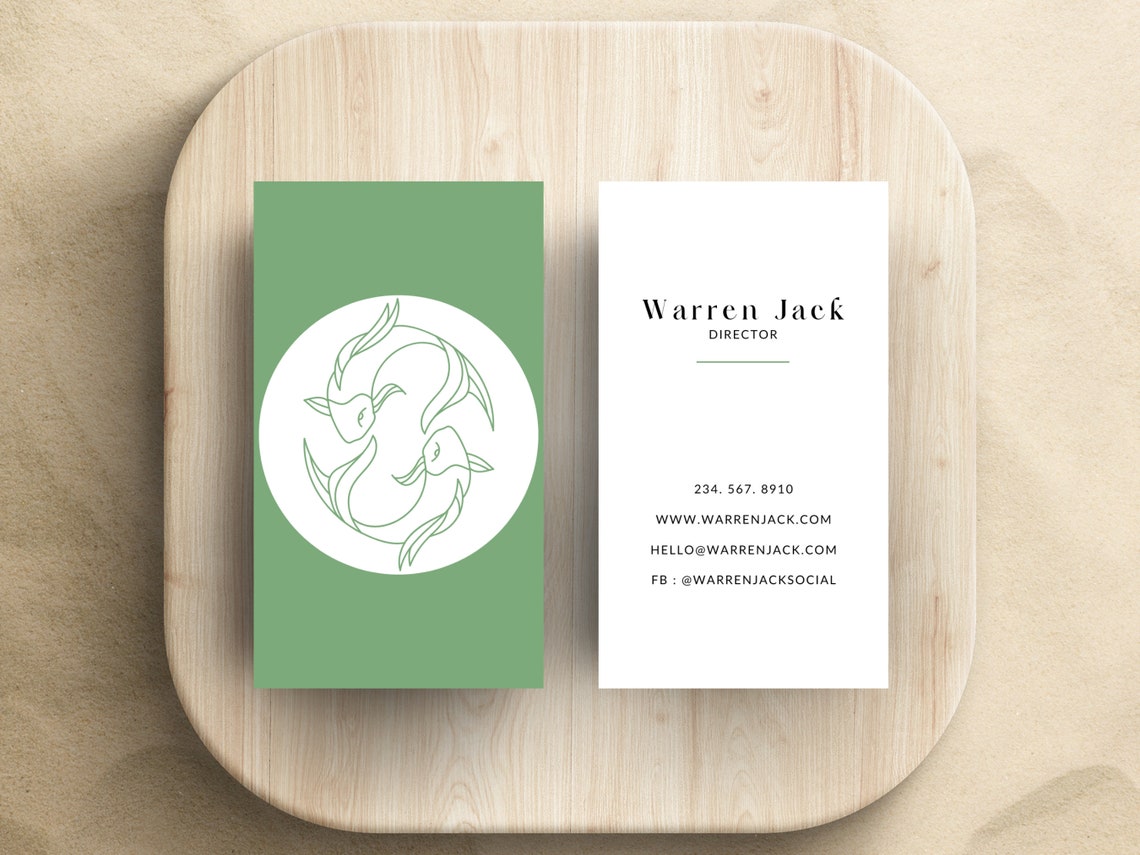 Minimal Vertical Calling Card Template, Printable Modern Business Card ...