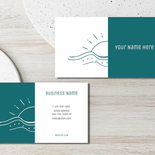 Coastal Business Card Template - Etsy