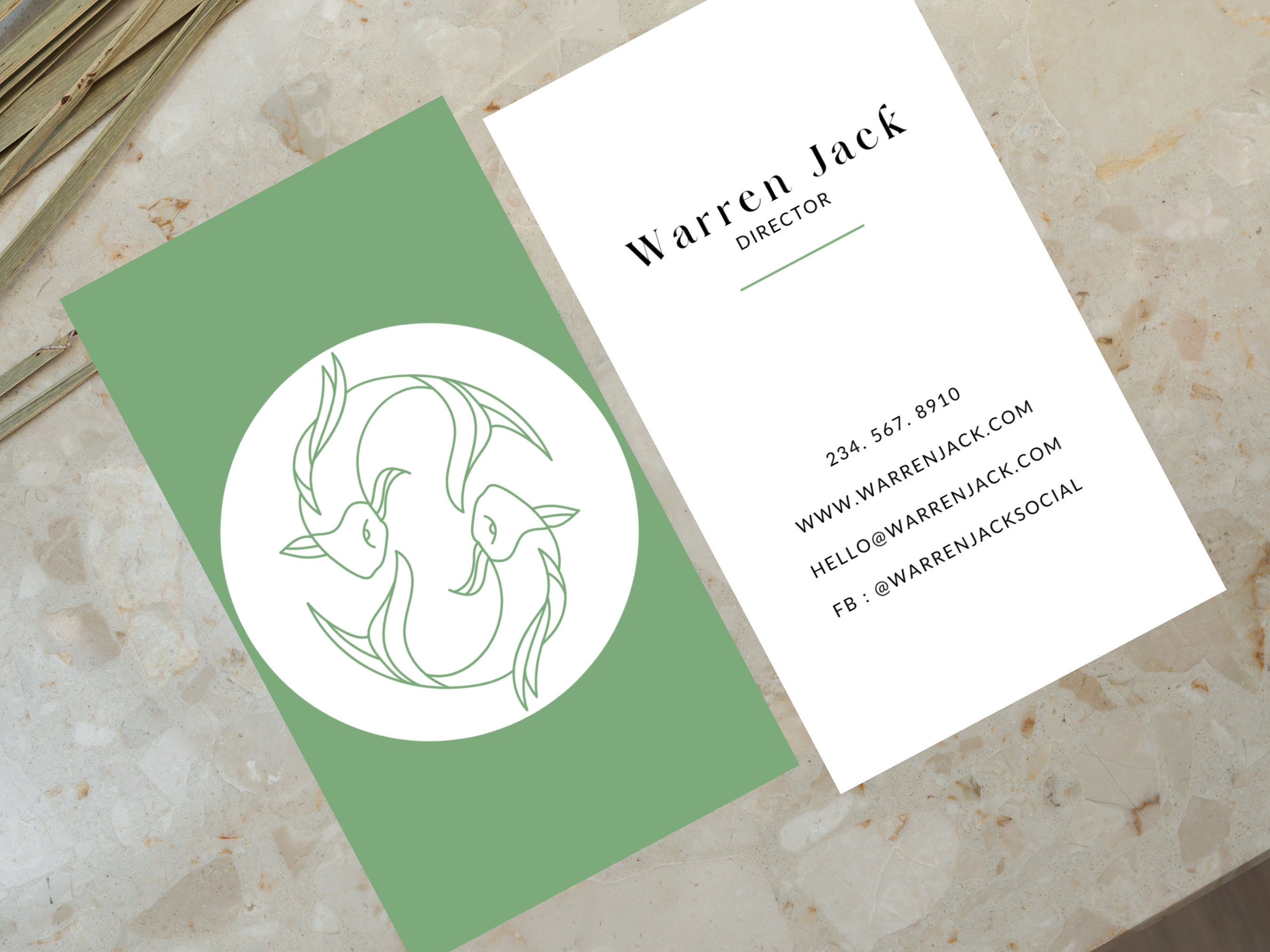 Minimal Vertical Calling Card Template, Printable Modern Business Card ...