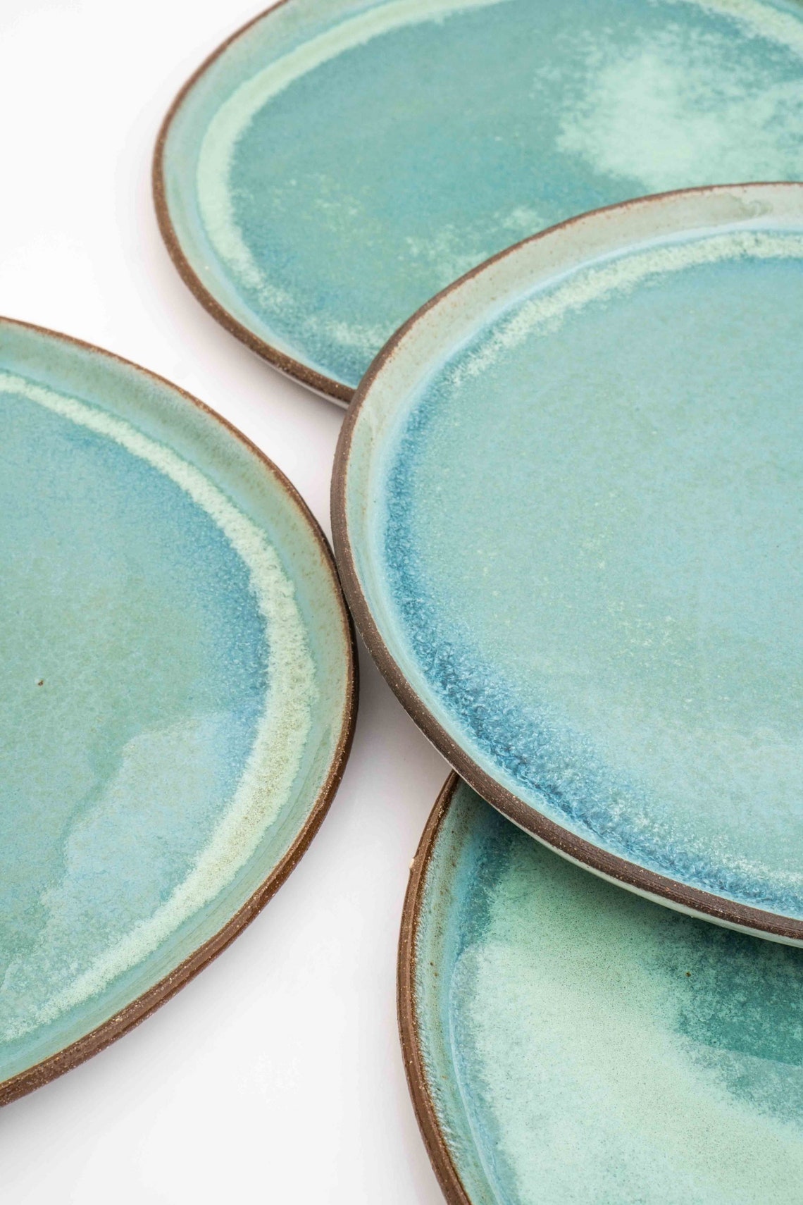 Set of 5 Turquoise Glazed Dinner Plates - Etsy