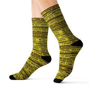 Crime Scene Tape Socks, True Crime Junkie, Funny Socks, Dateline, Murder Mystery, Crime Show Fan ...