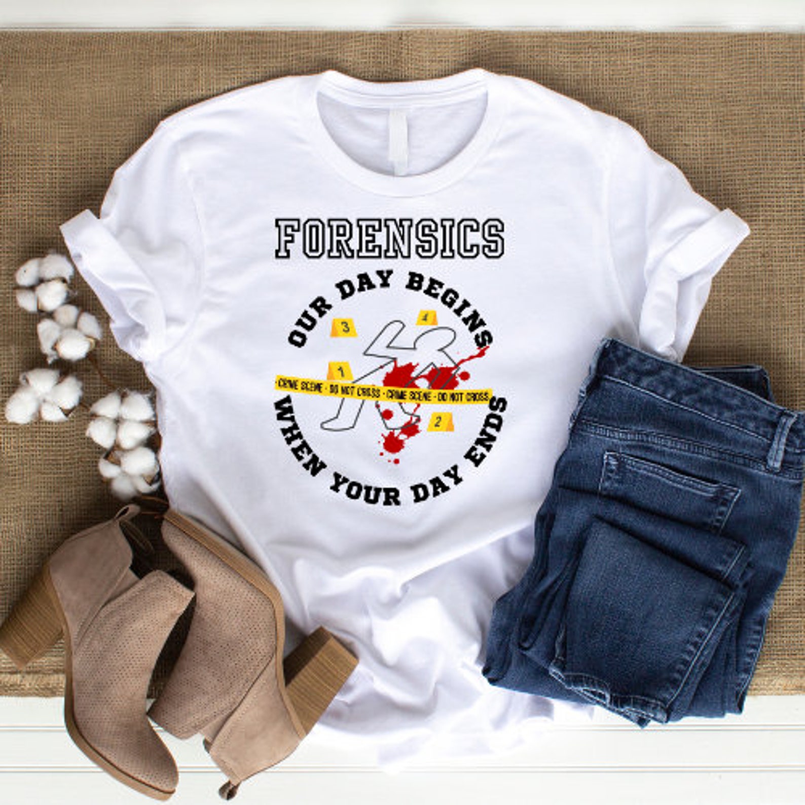 Forensics Our Day Begins When Your Day Ends Adult Unisex Tshirt, Crime ...