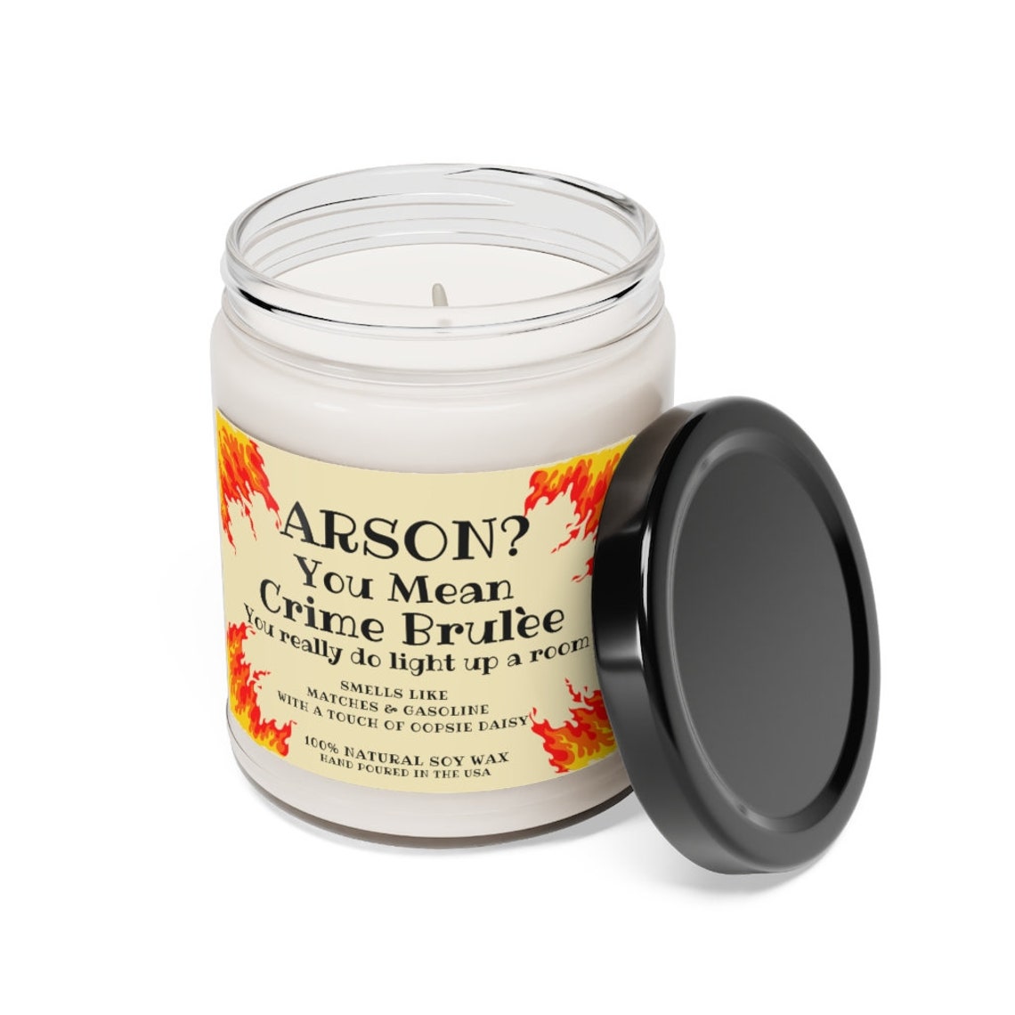 Arson You Mean Crime Brulee 9oz Glass Jar Scented Soy Candle - Etsy
