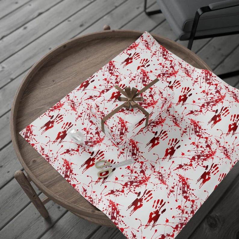 Blood Splatter Bloody Handprint Wrapping Paper, True Crime Fan Gift ...