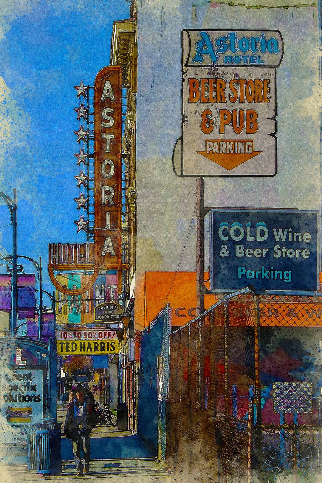 Astoria Hotel Canadiana Series vancouver Watercolor Illustration From ...