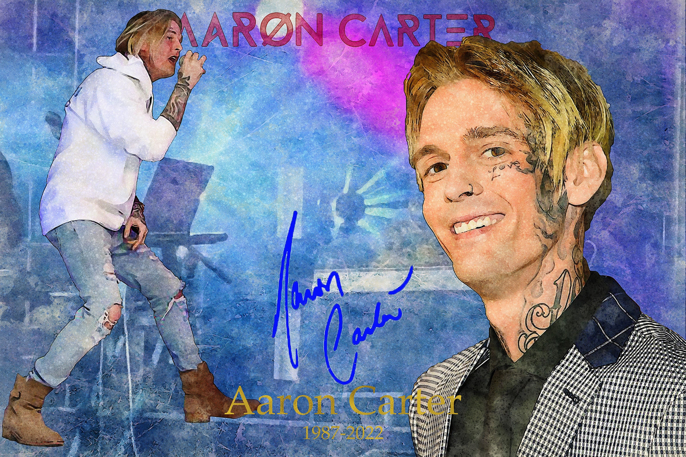 Aaron Carter 1987-2022 in Memoriam Watercolor Illustration From ...