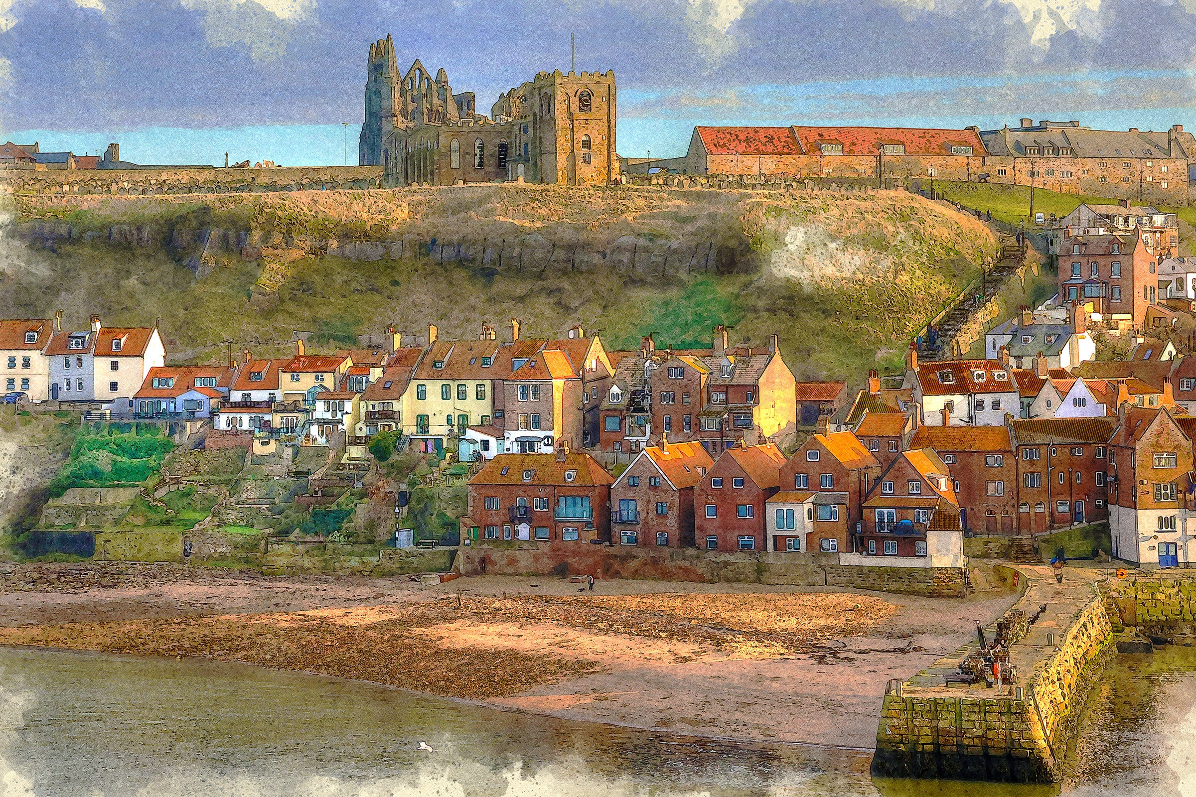 Whitby Britannia Series north Yorkshire Watercolor Illustration From ...