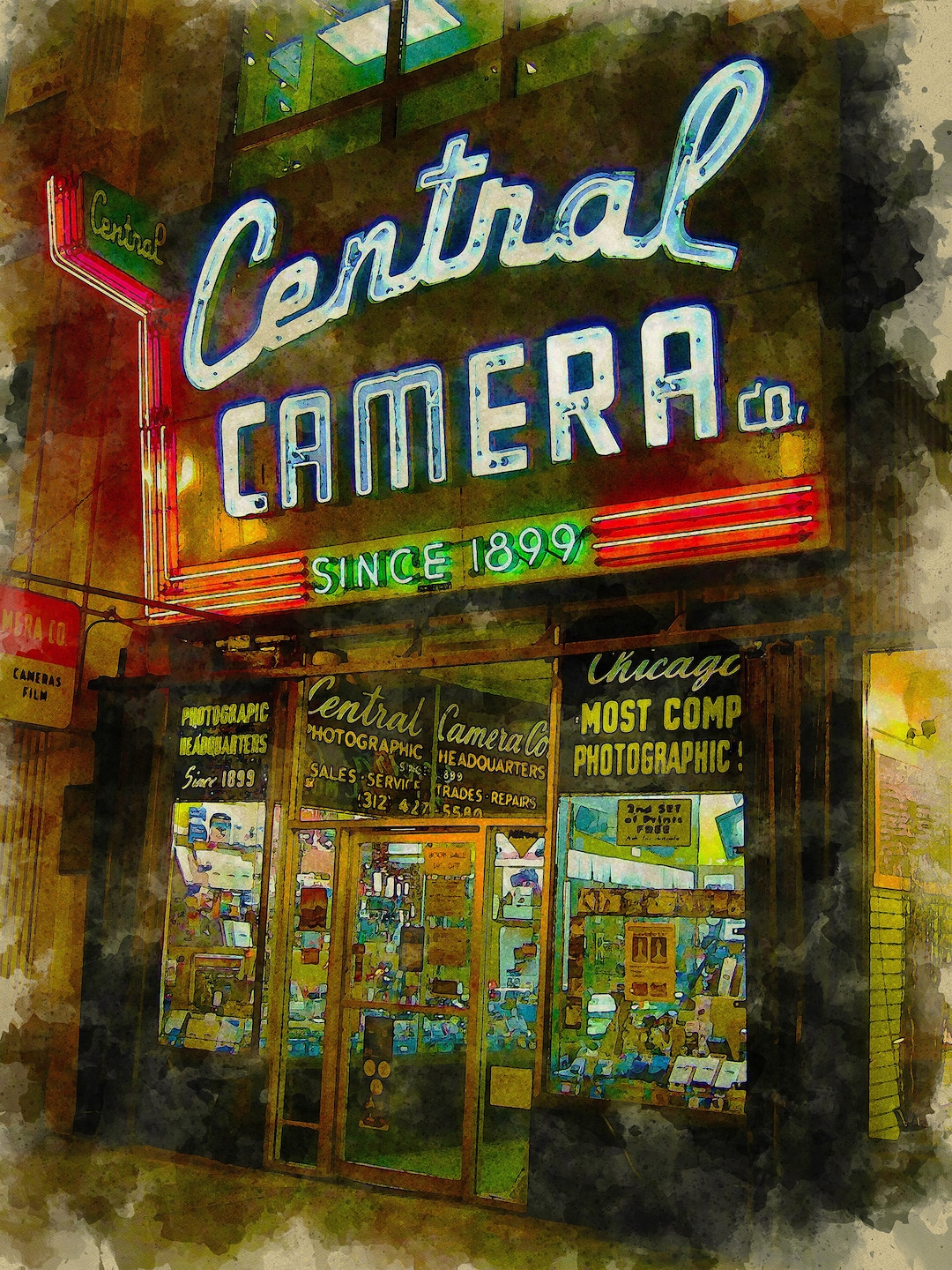 Central Camera Americana Series chicago Watercolor - Etsy