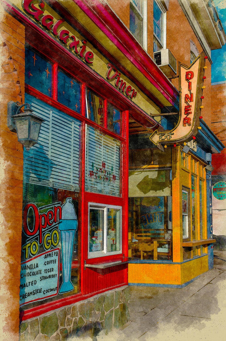 Galaxie Diner Canadiana Series calgary Watercolor Illustration From ...