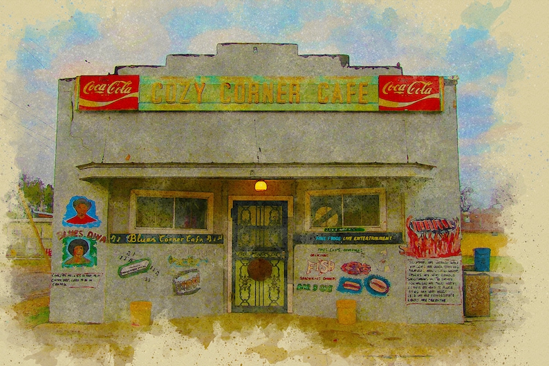 Cozy Corner Cafe Americana Series mississippi Watercolor Illustration ...