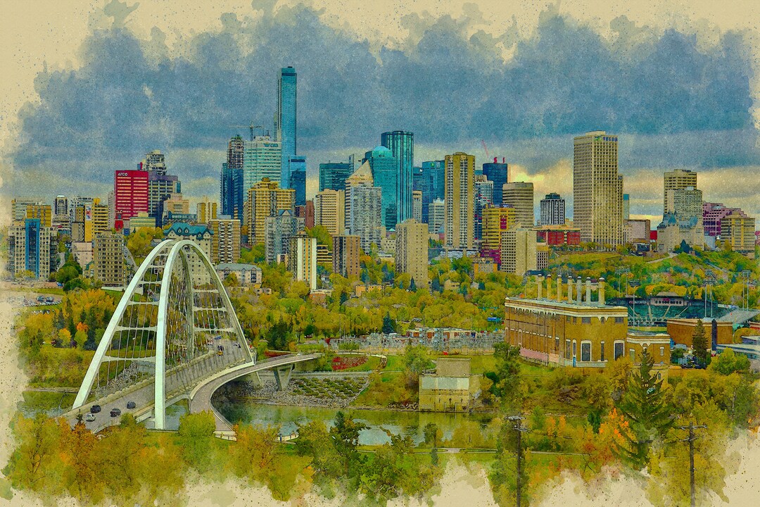 Edmonton Skyline Canadiana Series edmonton Watercolor Illustration From ...