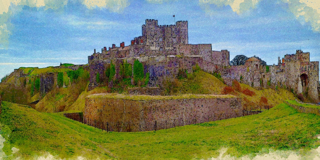 Dover Castle 2 Britannia Series kent Watercolor Illustration From ...