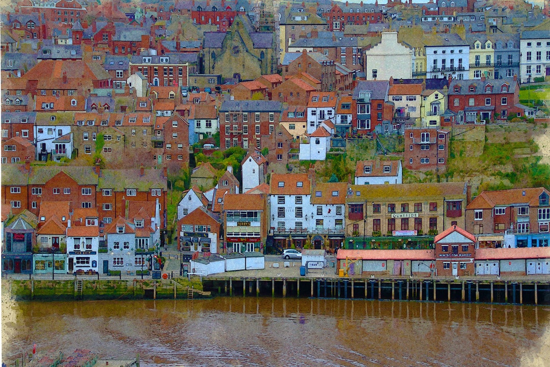 Whitby Roofscape Britannia Series north Yorkshire Watercolor ...