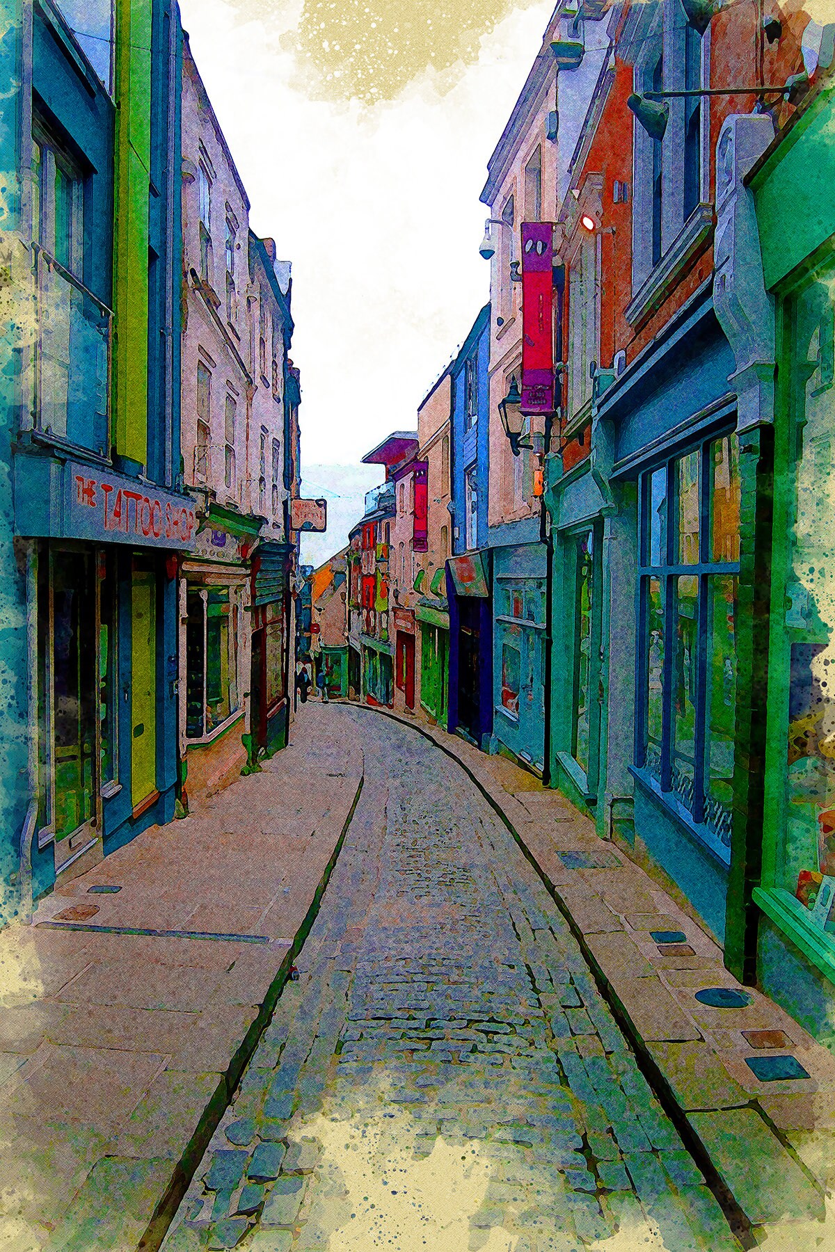 Old High Street, Folkestone Britannia Series kent Watercolor ...