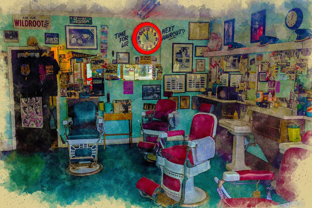 Nite Owl Barbershop Canadiana Series toronto Watercolor Illustration From Apcrowley Studio - Etsy