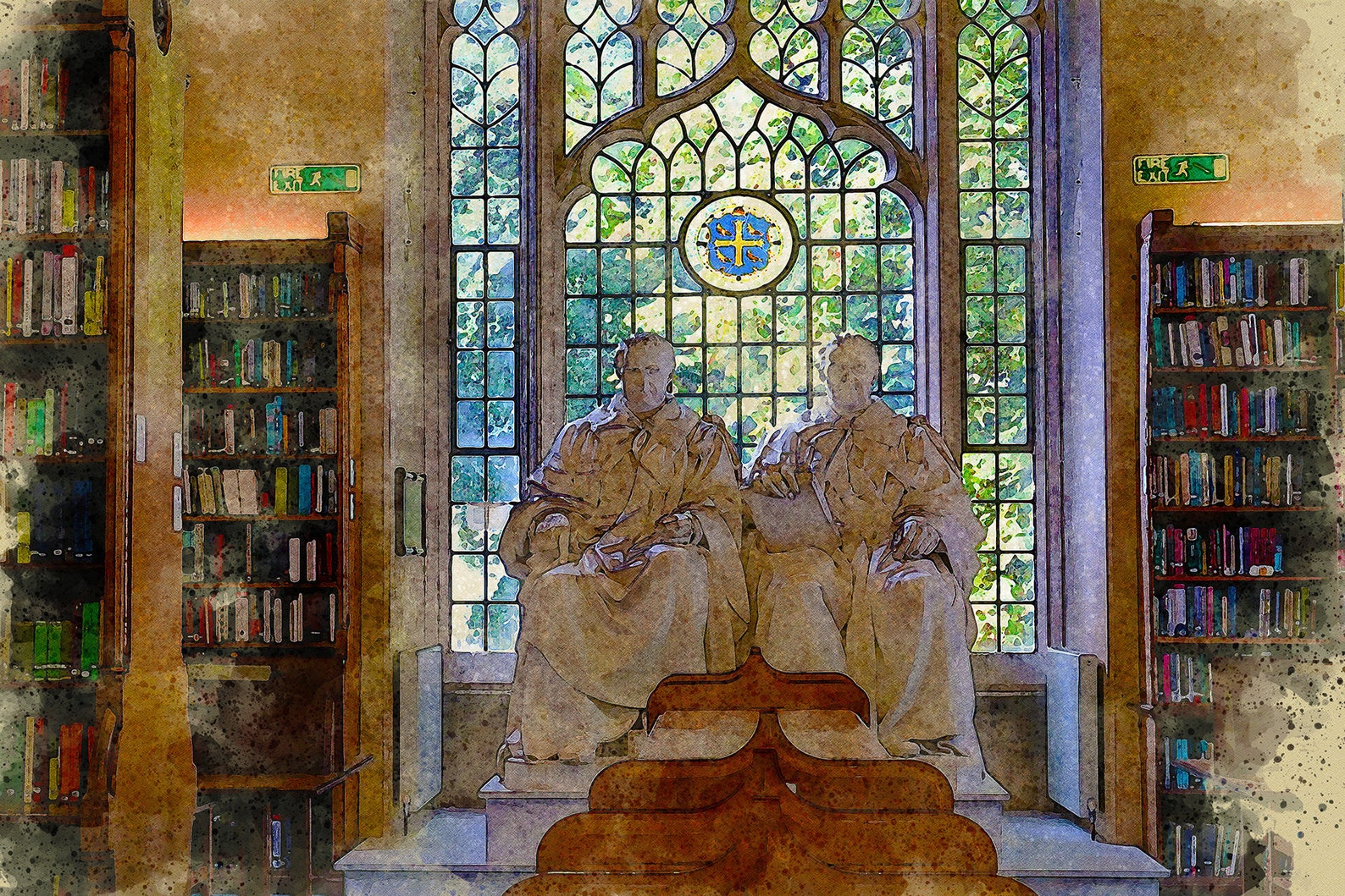Codrington Library 1 Britannia Series oxford Watercolor Illustration ...