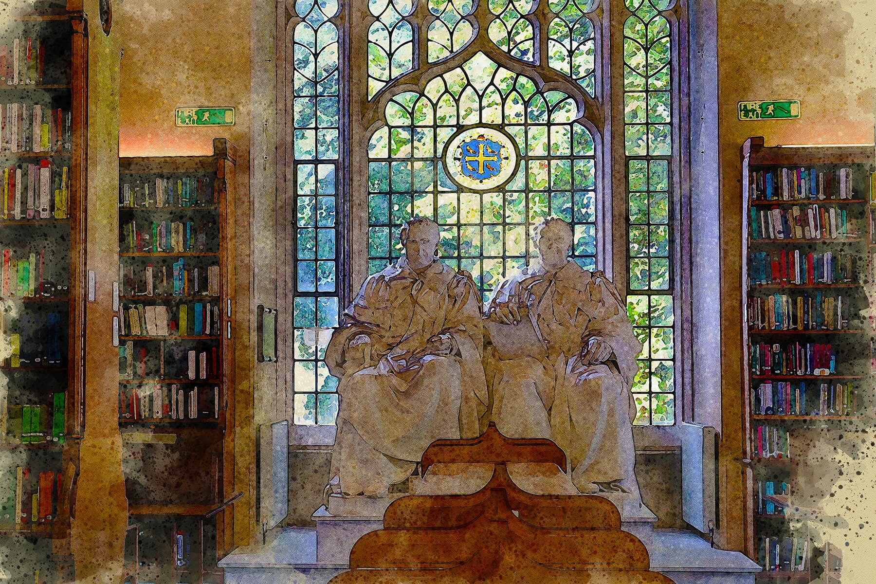 Codrington Library 1 Britannia Series oxford Watercolor Illustration ...
