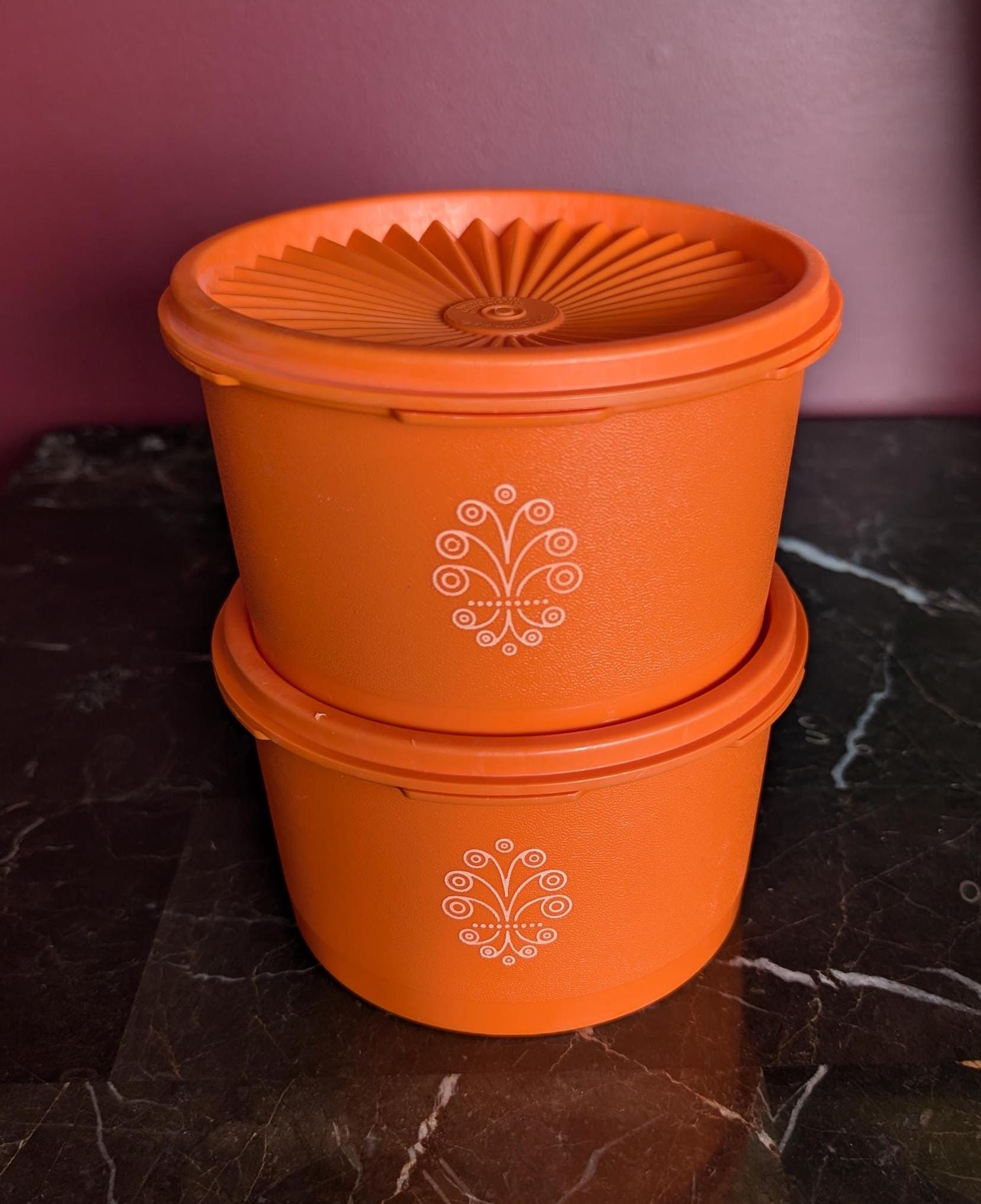 Vintage Tupperware, Orange Tupperware Canister Set, Collectible ...