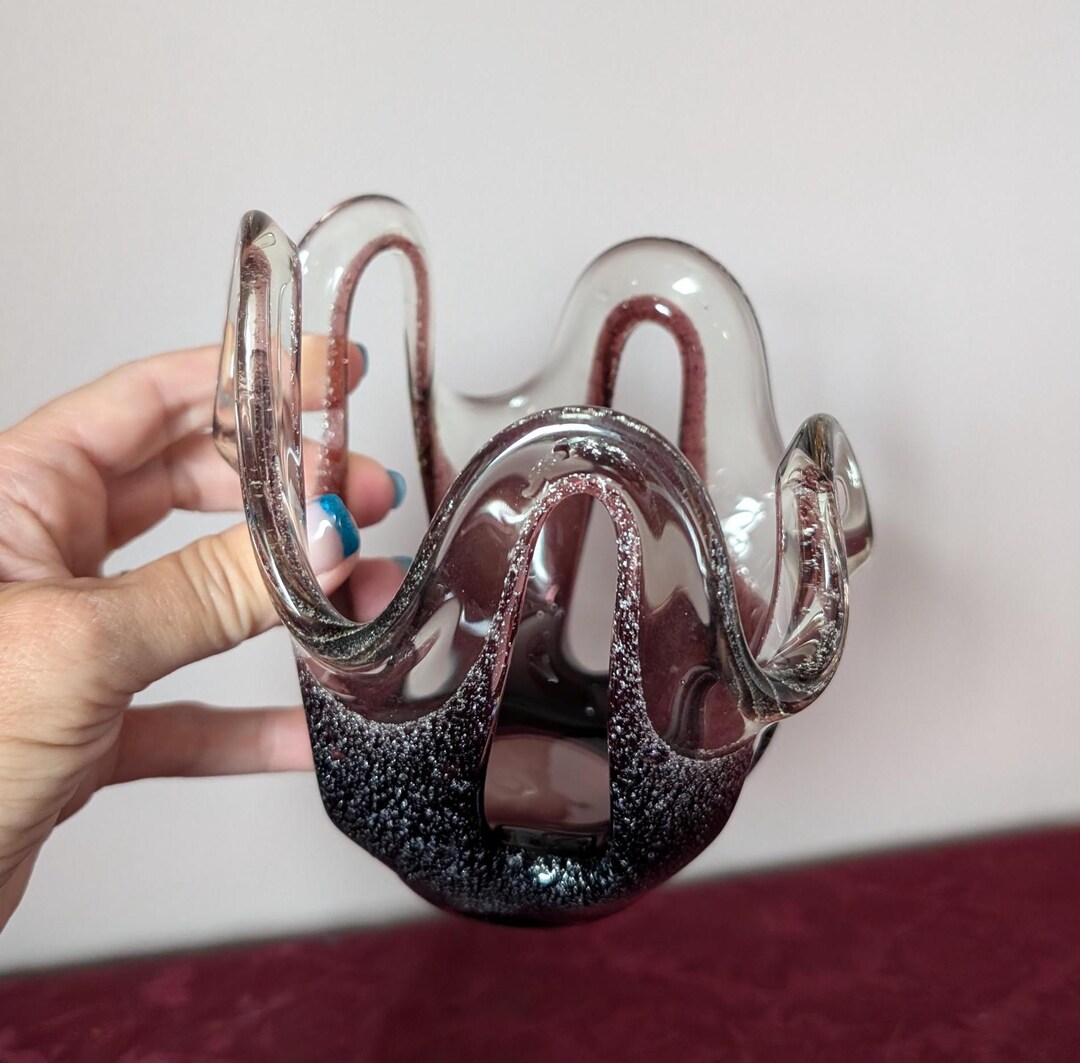 Vintage Murano Purple Glass Bowl - Amethyst Freeform Glass Art ...