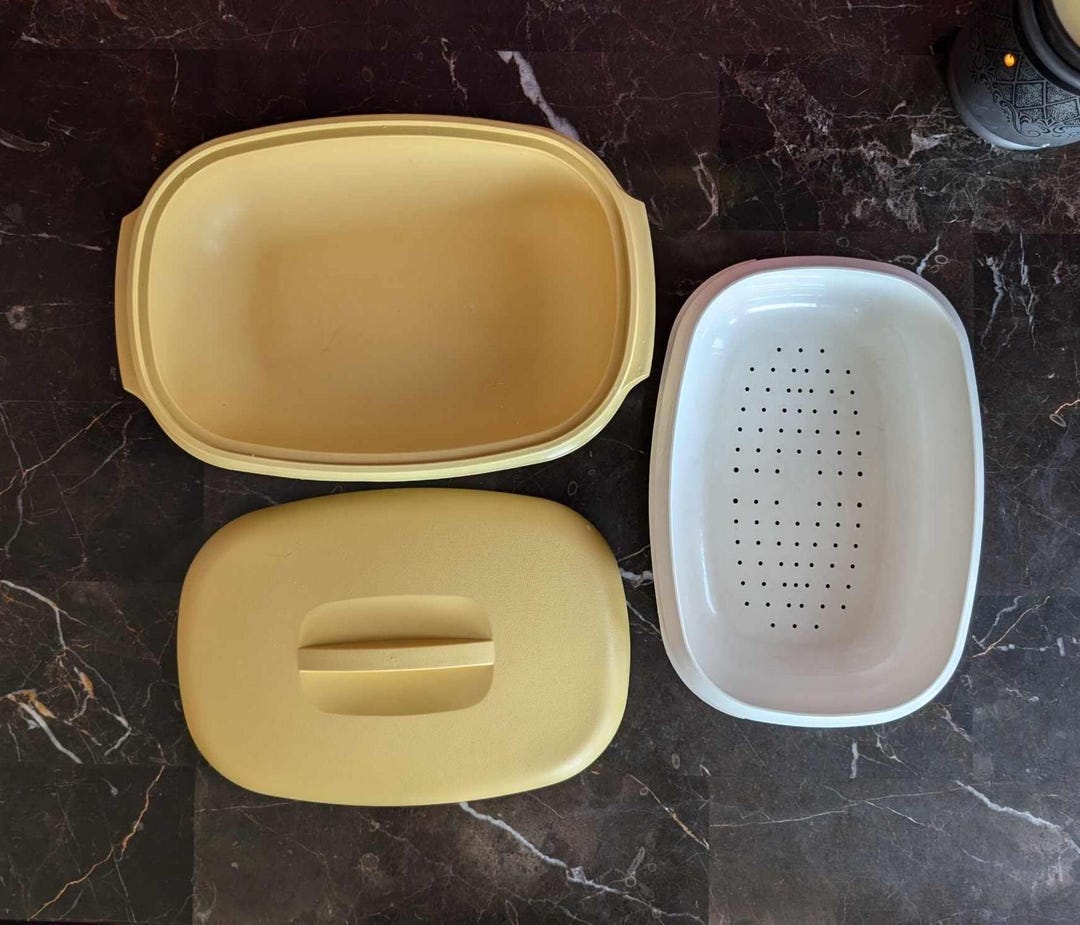 Vintage Tupperware Harvest Gold Steamer - 1980's Tupperware - Classic Tupperware - Microwave ...