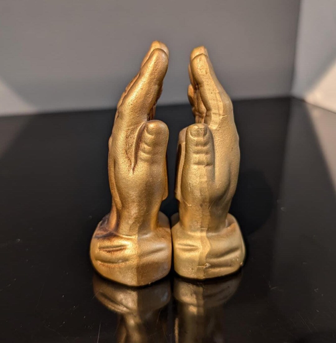 Vintage Praying Hands Salt & Pepper Shakers: Gold Ceramic, 1960s Japan ...
