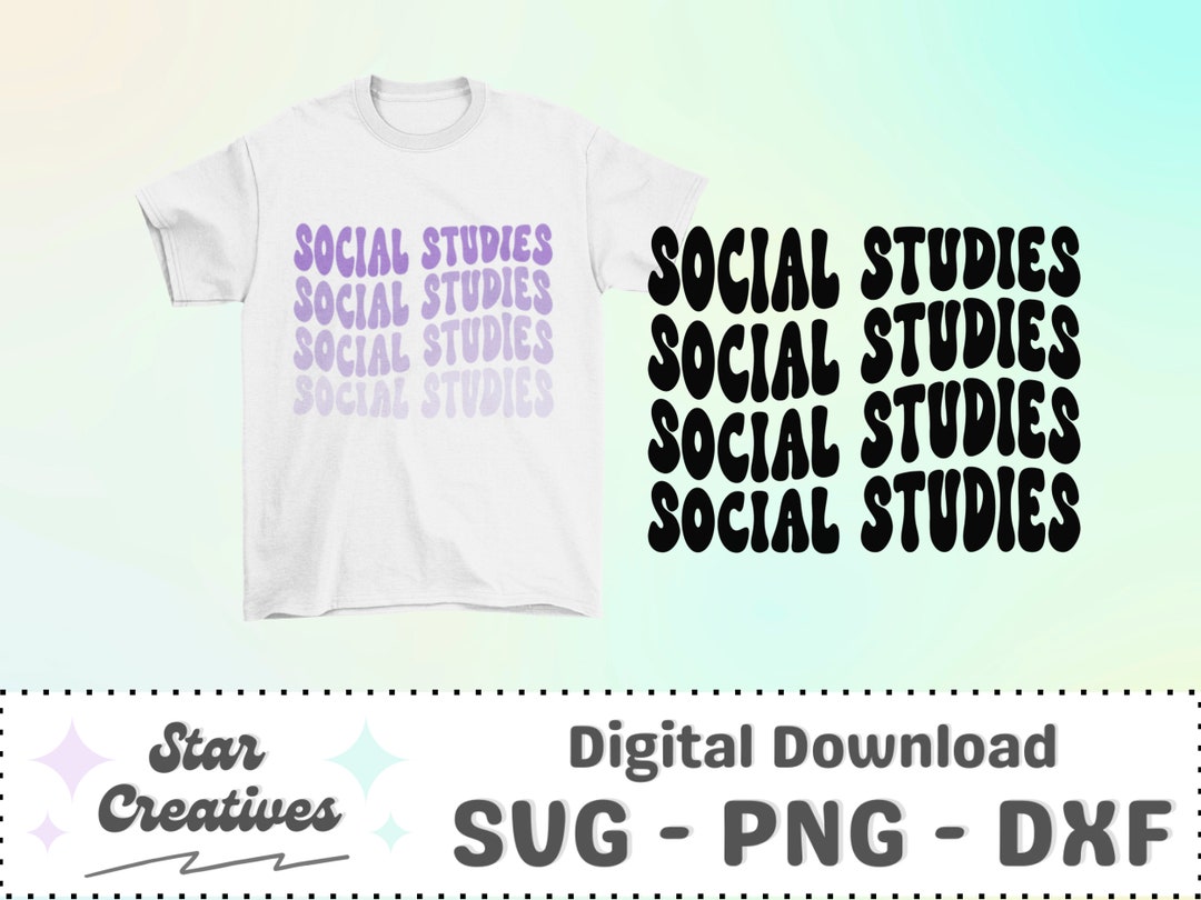 Social Studies SVG PNG, Wavy Font, Groovy Svg, Back to School Svg ...