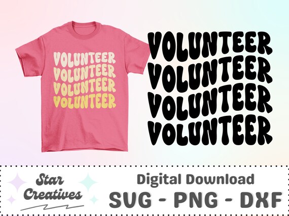 Volunteer SVG PNG Wavy Font Groovy Svg School Volunteer - Etsy