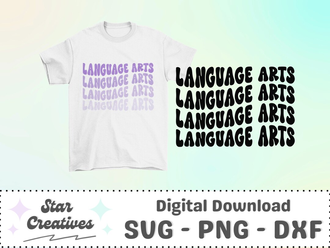 Language Arts SVG PNG, Wavy Font, Groovy Svg, Back to School Svg ...