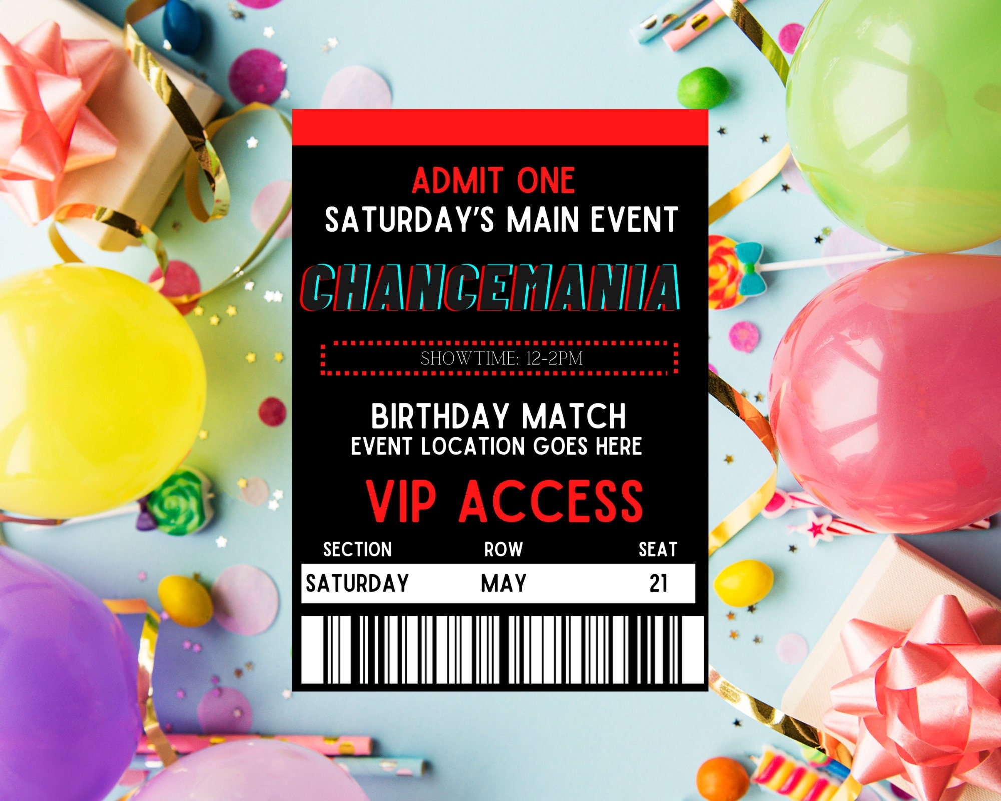 WWE Inspired Birthday Party Invite Digital Download - Etsy