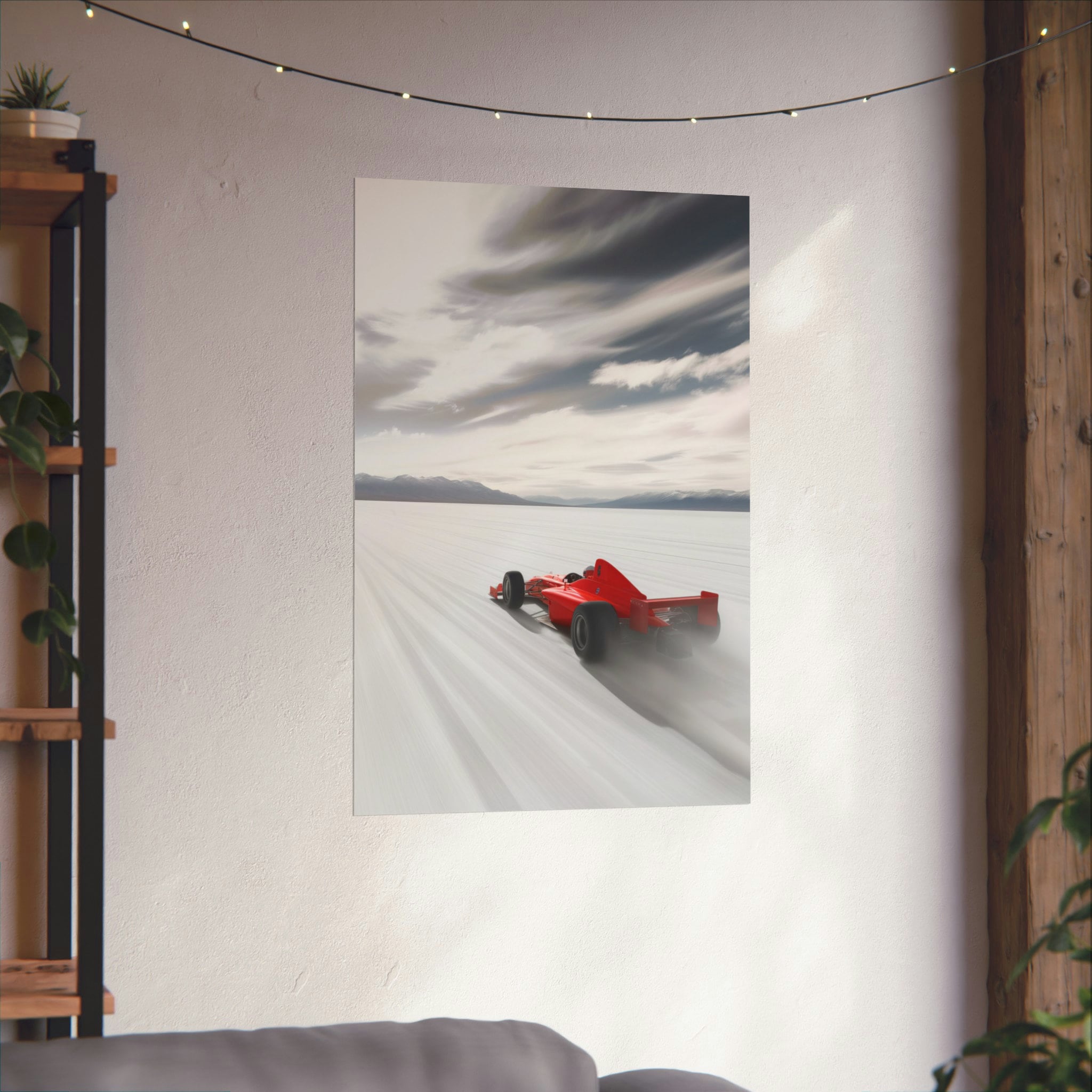 Vintage Formula 1 Poster | F1 Car Driving on Salt Flats | Vintage Race ...