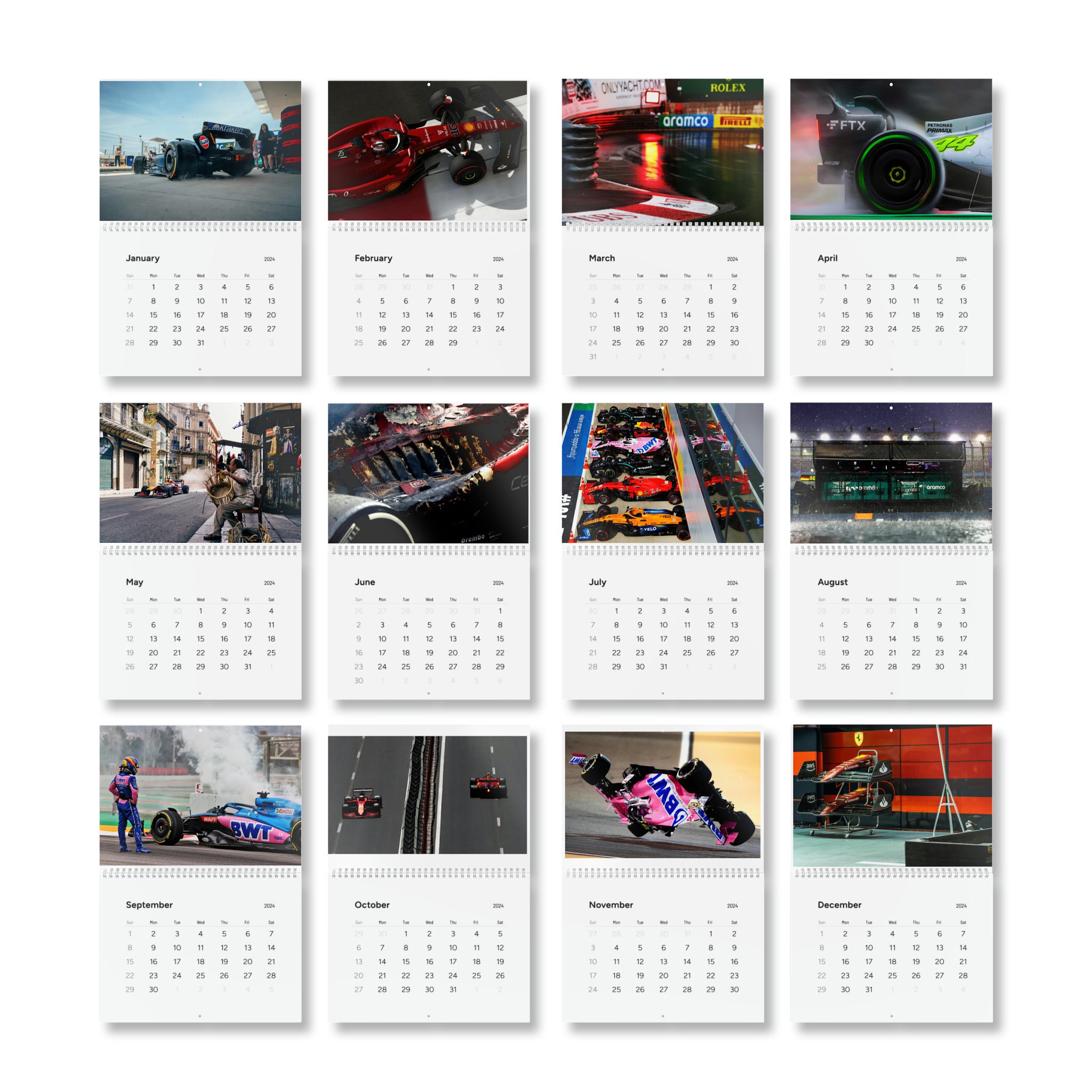 Formula 1 2024 Calendar F1 Grand Prix With: Hamilton Verstappen Leclerc ...