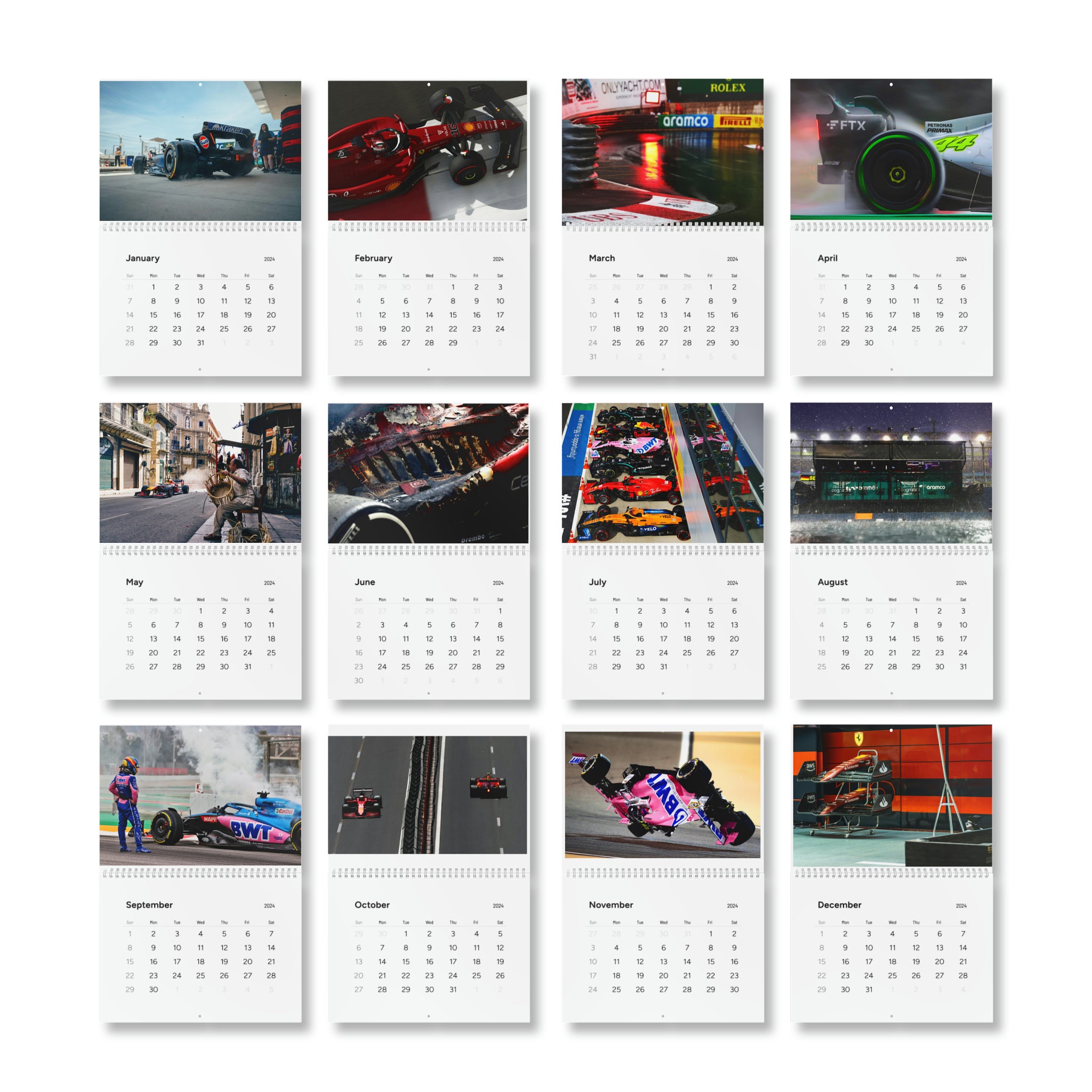 Formula 1 2024 Calendar F1 Grand Prix With: Hamilton Verstappen Leclerc ...