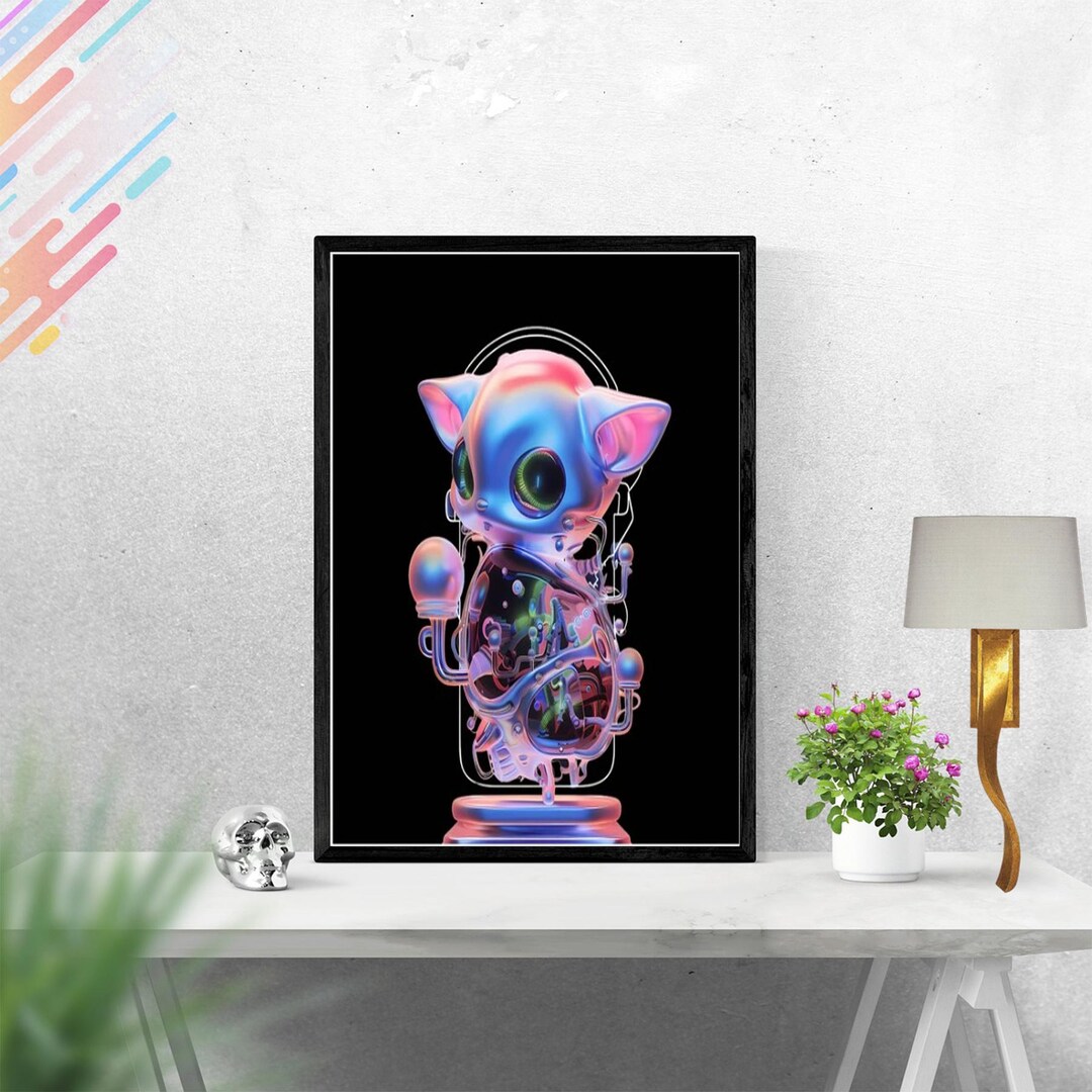 Weird Cute Cybercore Creature Poster - Etsy