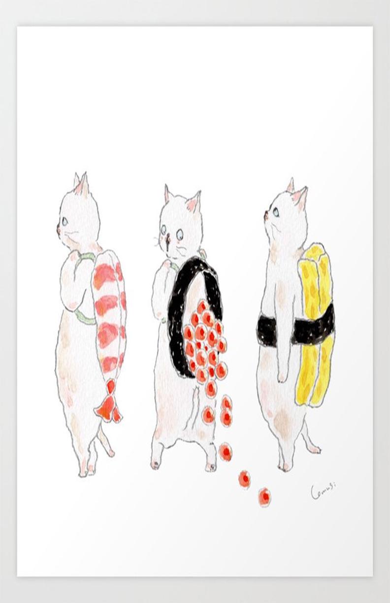 OMAKASE DEMAESUSHI NYANCO Art Print Poster - Etsy