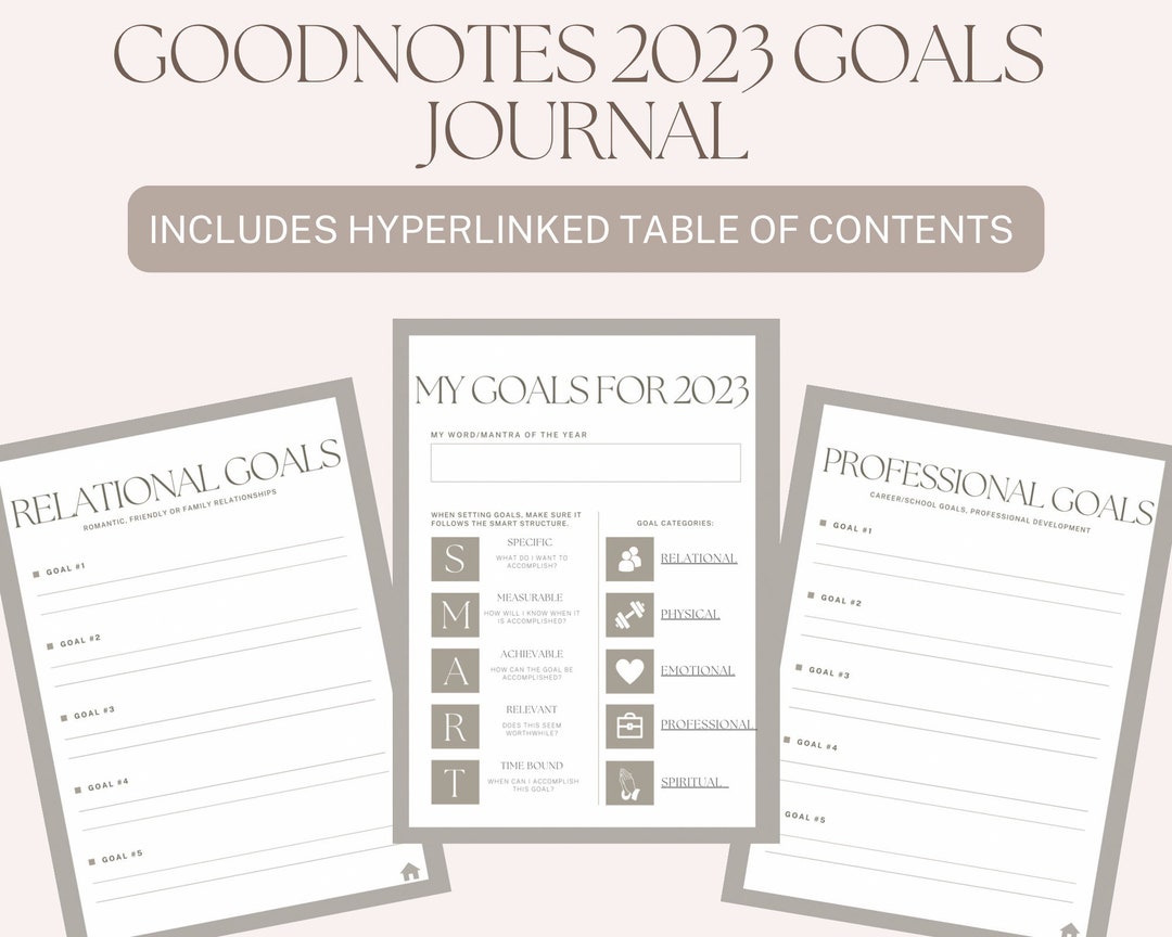 2023 Goals Journal, Goodnotes Journal, 2023 Goal Setting - Etsy