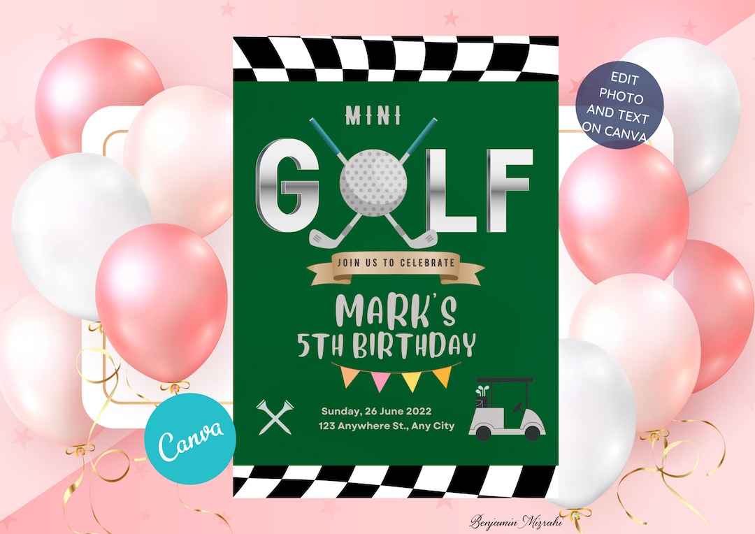 Editable Golf Birthday Invitation, Golf Birthday Party Invitation, Golf ...