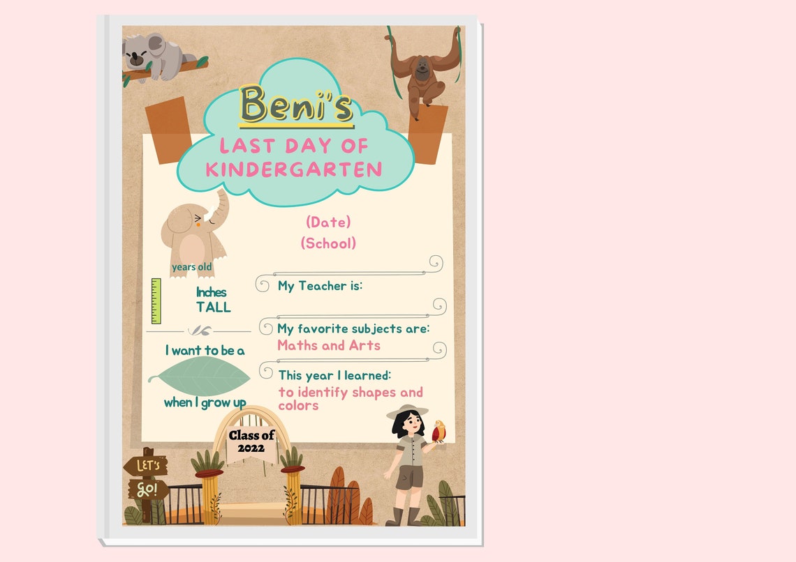 Editable First or Last Day of School 2nd Grade Boy or Girl Cute ...