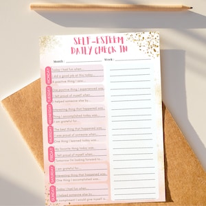 Daily Self-esteem Journal Printable Worksheet Child Therapy Counseling ...