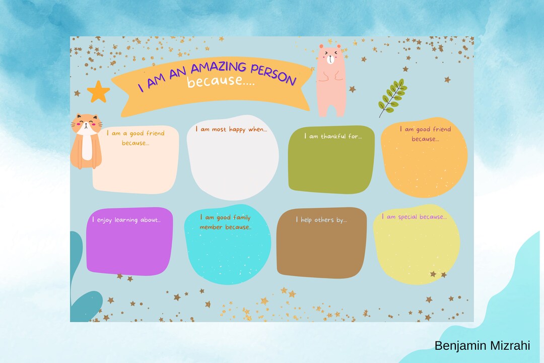 Daily Self-esteem Journal Printable Worksheet Child Therapy Counseling ...