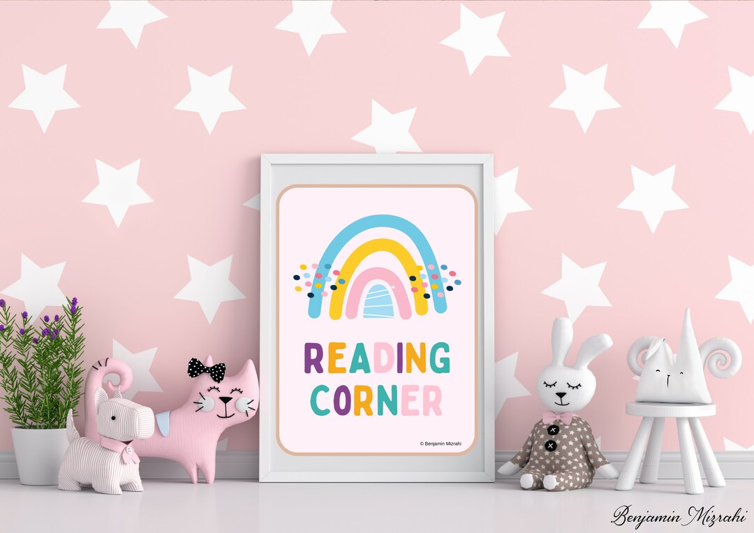Reading Corner Sign, Boho Rainbow Classroom Print (digital Download ...