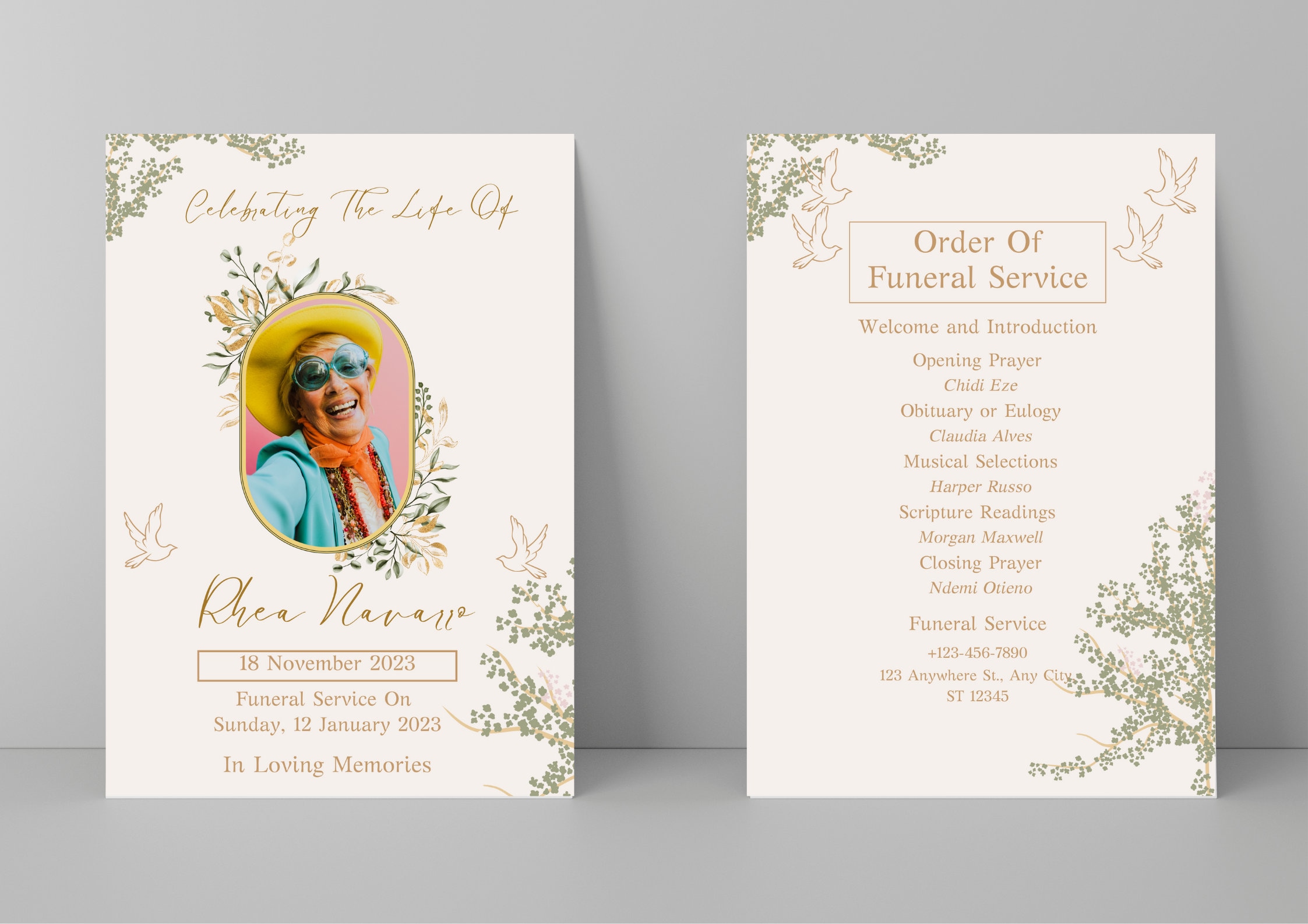 Elegant Funeral Program Template for Men or Women Minimalist - Etsy