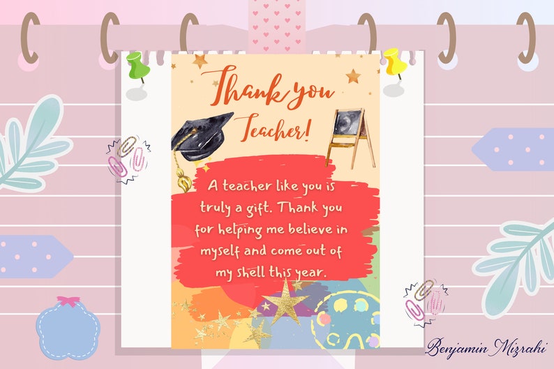 Teacher Thank You Card Printable, Teacher Appreciation Week Printable ...