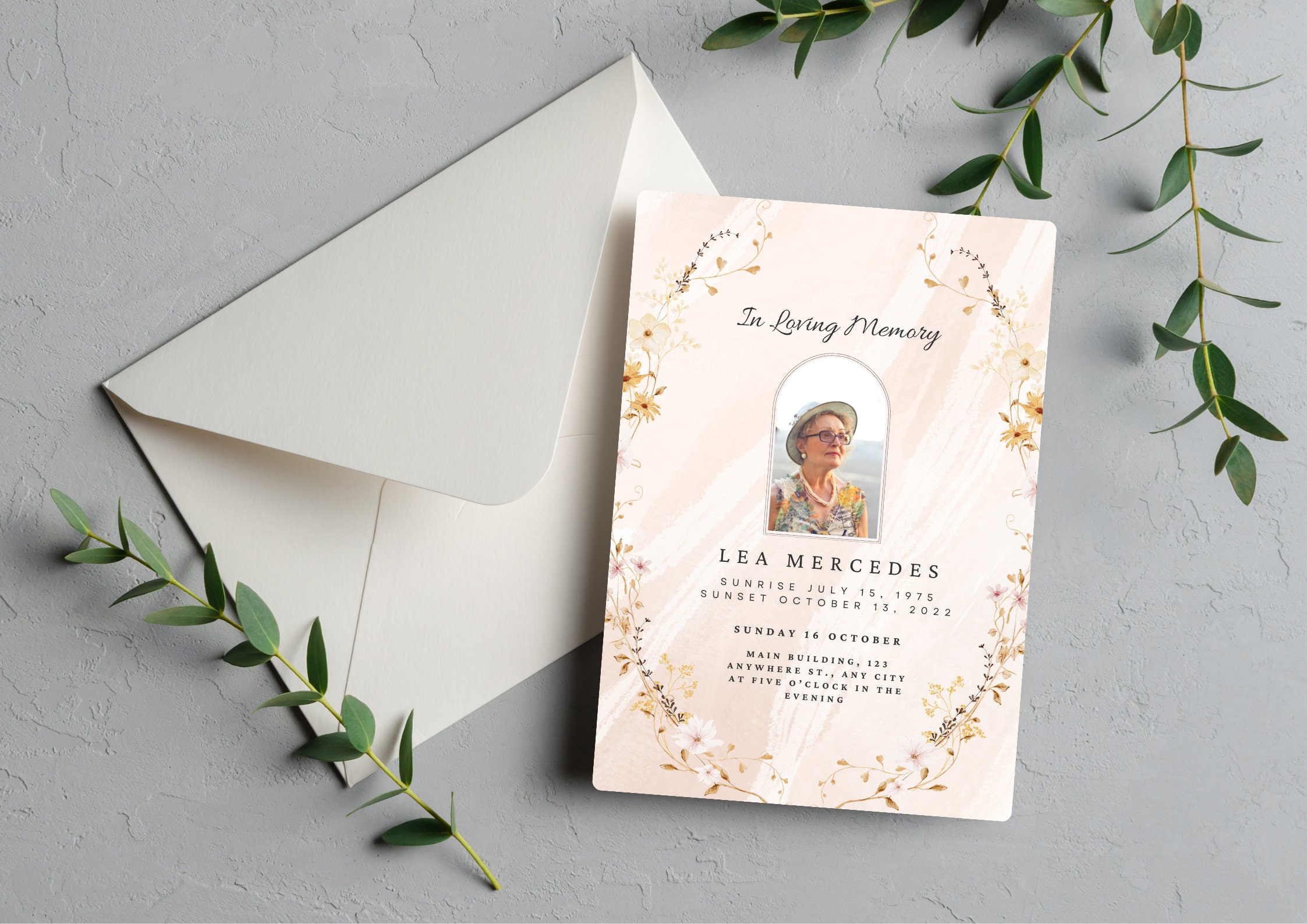 Editable Pink Funeral Program Template, Memorial Program, Funeral ...