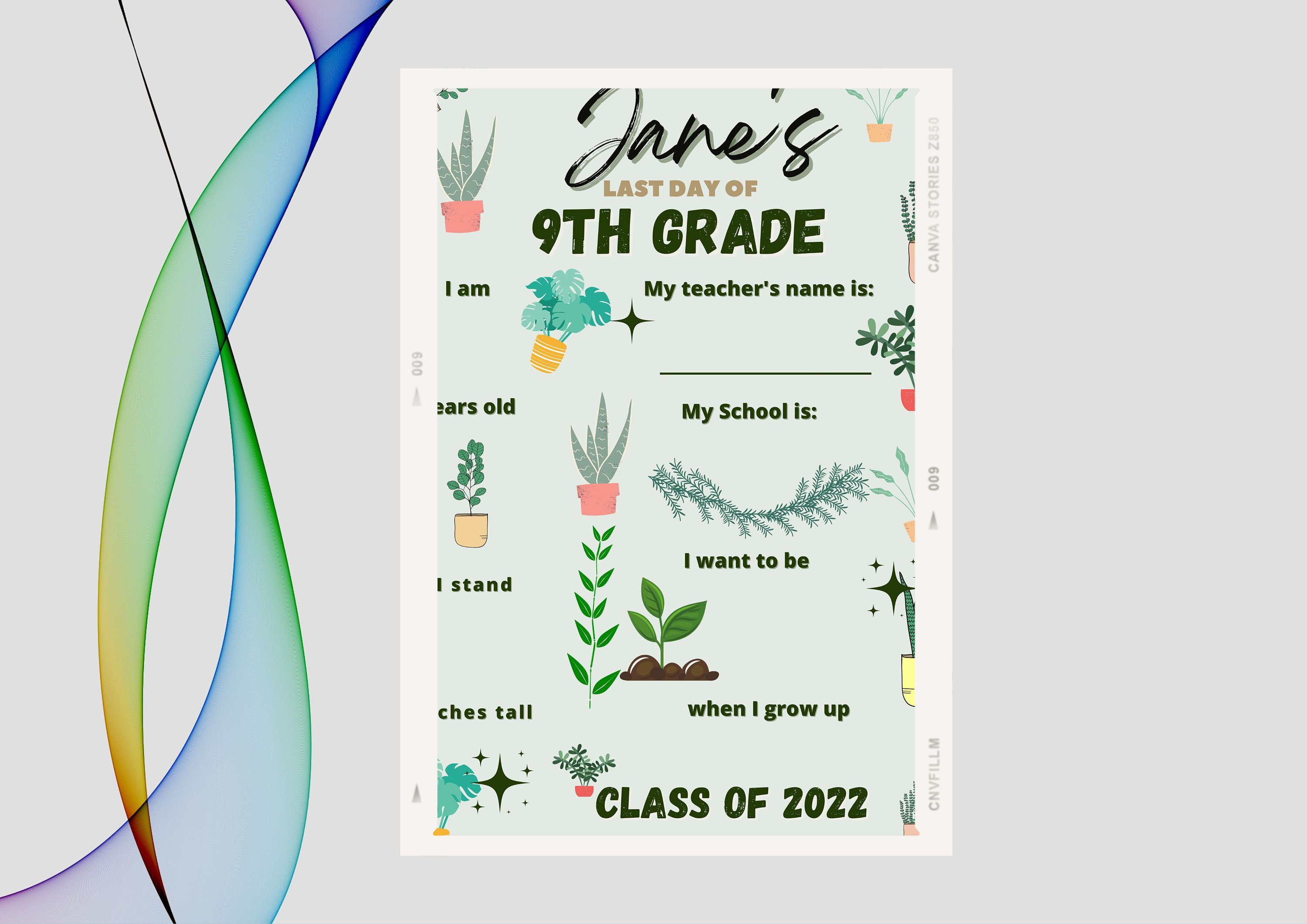 Editable First or Last Day of School -- 9th Grade Boy or Girl Cute ...